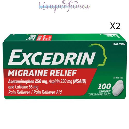 Excedrin Migraine Pain Reliever 100 Caplets 2 Packs NIB | eBay
