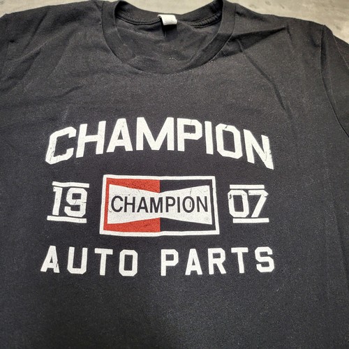 Champion Auto Parts Shirt Mens Large Black 1907 Graphic Tee Bella ...