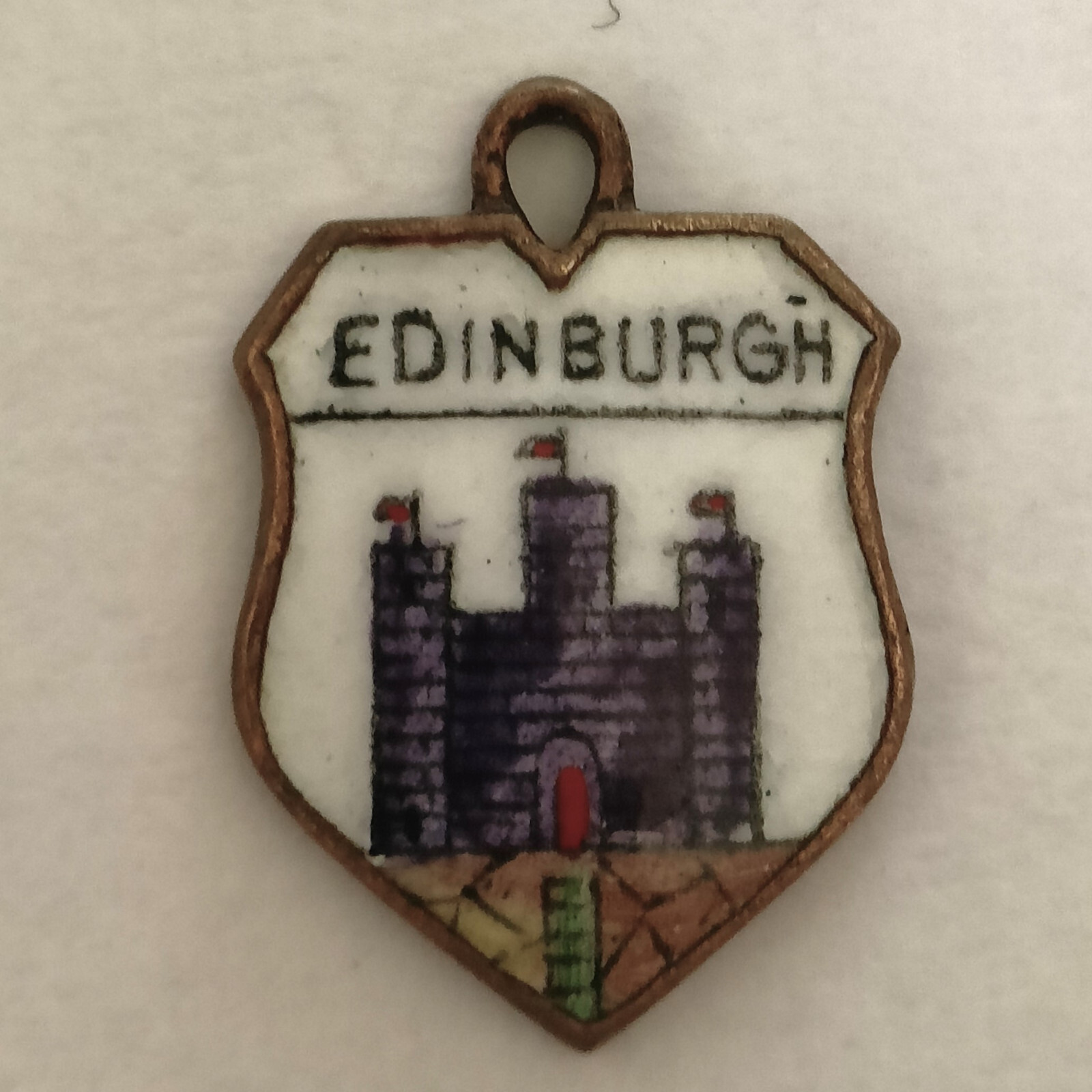 EDINBURGH Scotland vintage base metal and enamel trav… - Gem