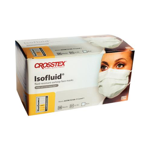 Crosstex GCIBL Isofluid Earloop Face Mask ASTM Level 1 Blue 500/Bx | eBay