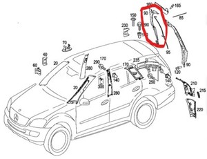 Mercedes right hand tail gate panel with pinch strip 1646900427 GL X164 ...