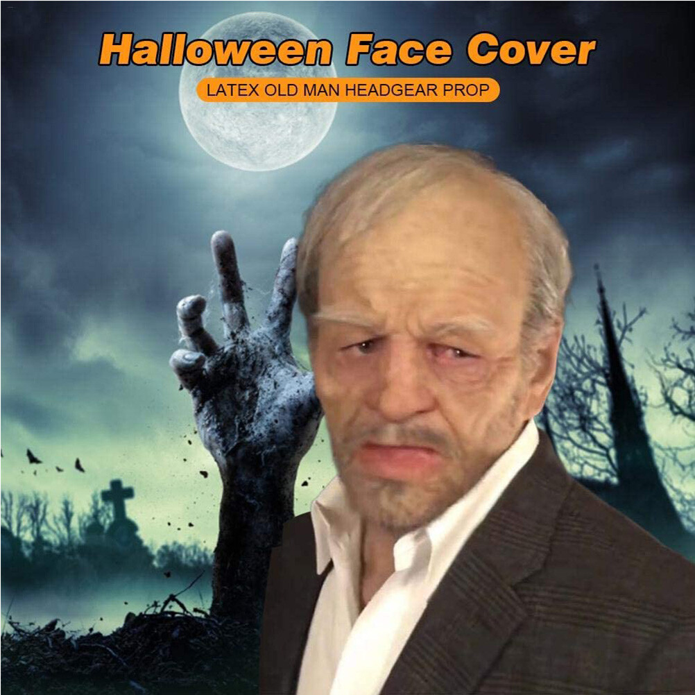 Halloween Latex Old Man Face Cover Halloween Fancy Dress Head For Rea ...