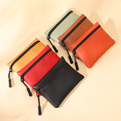 Women Leather Mini Coin Card Key Ring Wallet Pouch Purse Zip Up Small ...