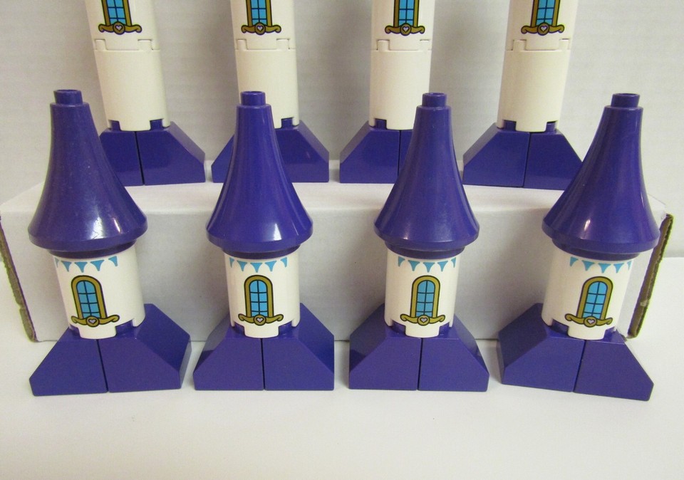 Lego DUPLO Castle 8 White Window Tower Steeples Purple Spires & Slanted ...
