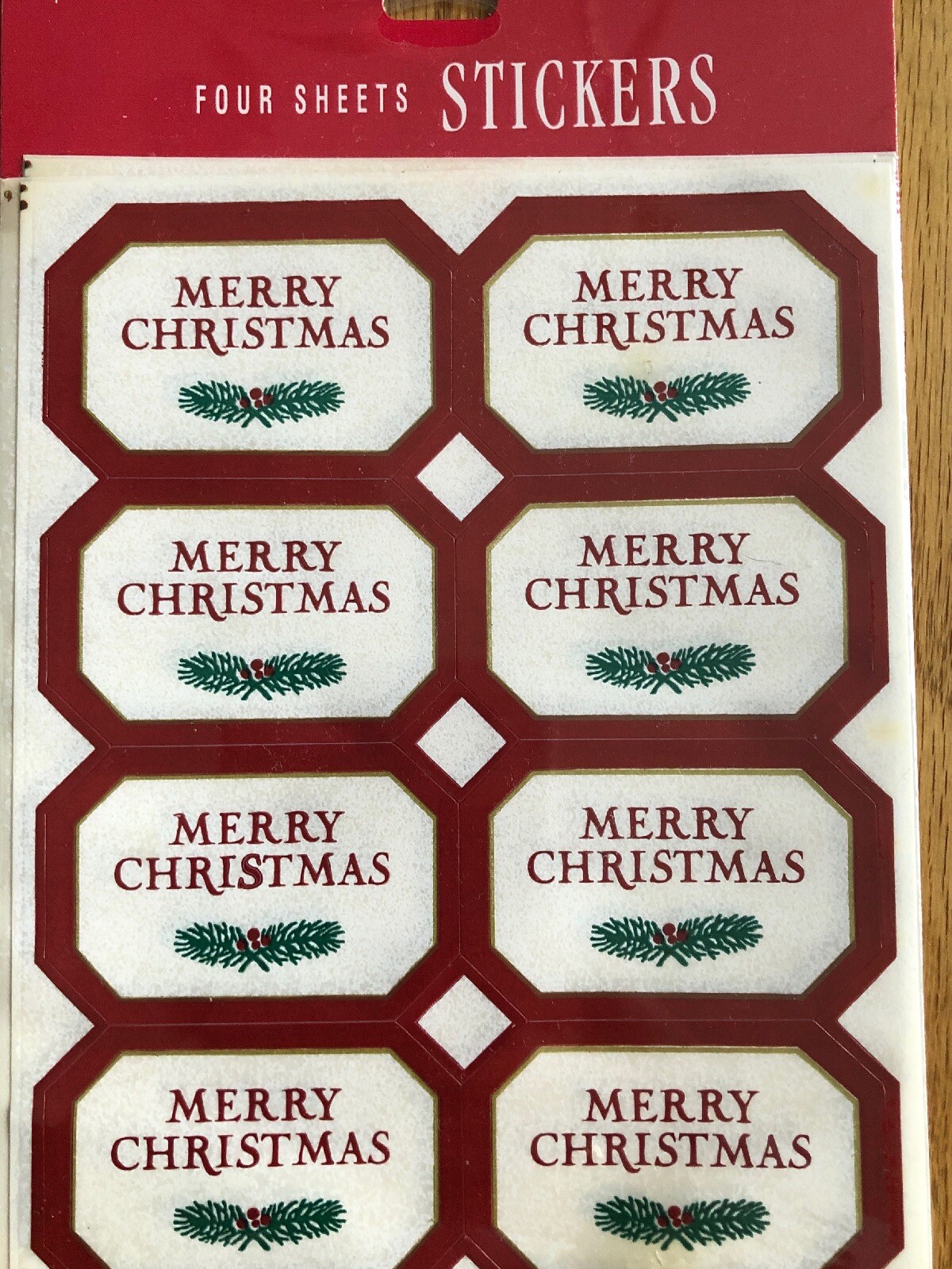 Vtg SEALED Lot of 8 sheets Hallmark Stickers Merry Christmas Holiday ...