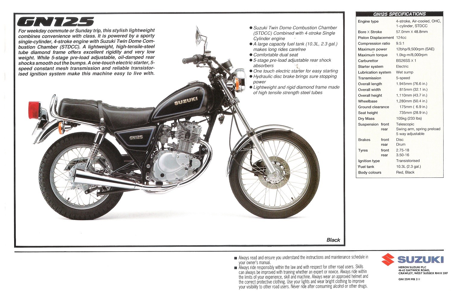 Suzuki GN125 GB Sales Brochure GN125M | eBay UK
