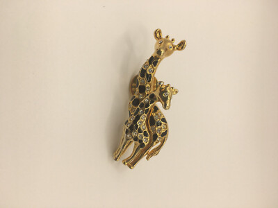 Gold Giraffe Pin with Black and Gold Synthetic Stones | eBay