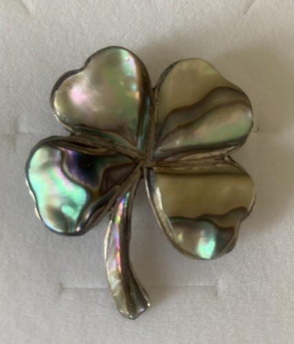Vintage Sterling 925 Abalone Shell Clover/Shamrock Mexico Brooch Pin 1 ...