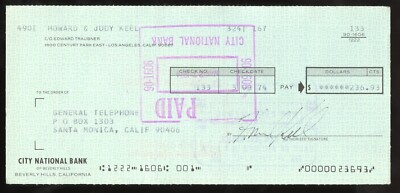 Howard Keel d2004 signed check auto American Actor as Clayton Farlow on ...