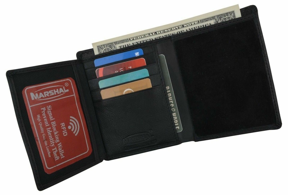 Police Wallet with Badge Holder RFID Genuine Leather Badge Trifold ID ...