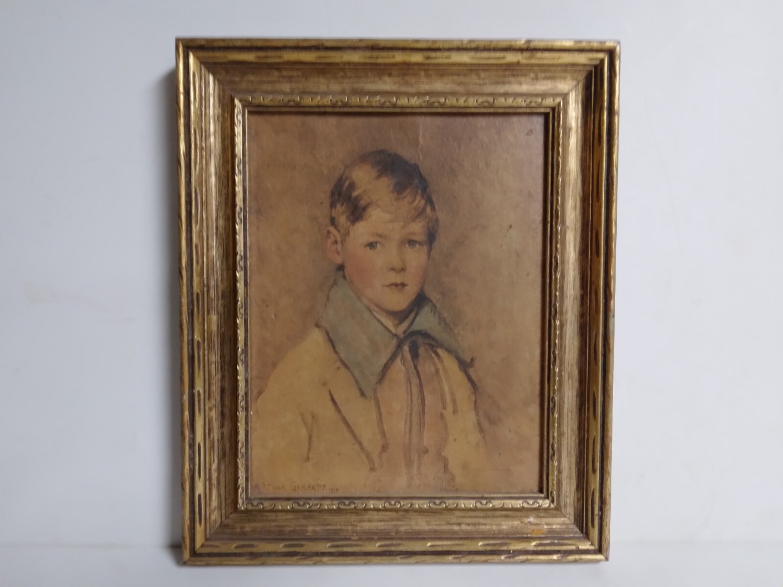 Vintage Art Print “PETER” by Arthur Garratt in Elegant Gold Wood Frame ...