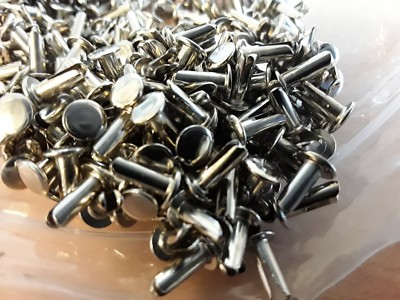 3mm x 8mm Bifurcated Split Leg Nickel plated steel Rivets Pan Head Qty ...