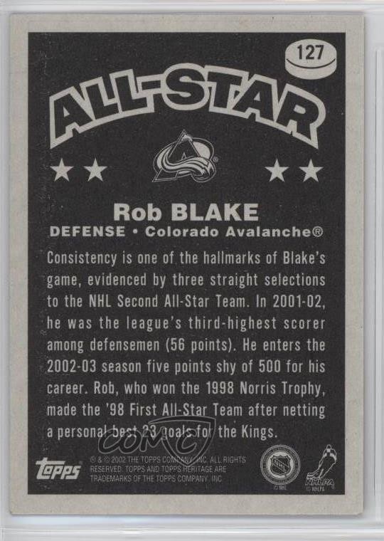2002-03 Topps Heritage Rob Blake #127 HOF | eBay