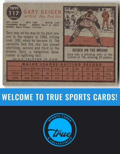 1962 Topps #117b Gary Geiger Green Tint | eBay