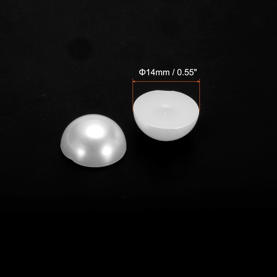 300pcs Flatback Pearls 14mm ABS Plastic Half Round Dome Pearls, White ...
