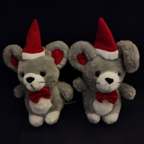 Set Of 2 Plush Christmas Mice Soft and Cuddly Mouse Holiday Theme ...