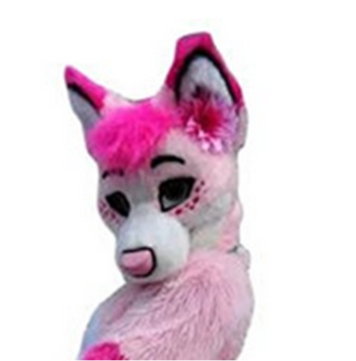 Long Pink Fursuit Husky fox Dog Mascot Costume Cosplay Long Fancy Dress ...