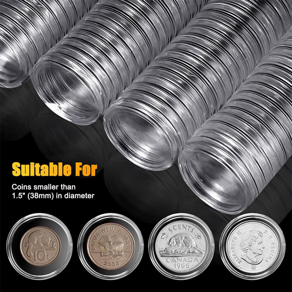 (100) Direct Fit 38mm Coins Capsules Holder for PEACE,IKE SILVER DOLLAR ...