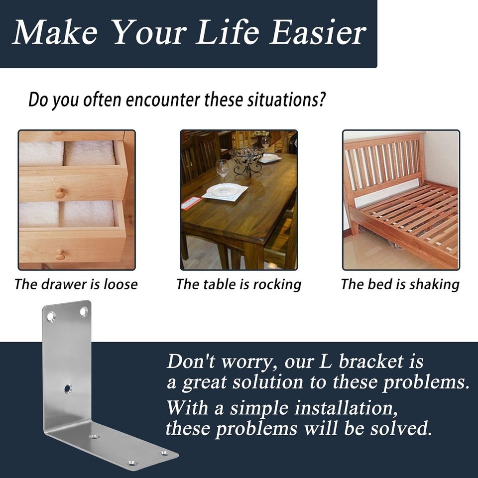 Stainless Steel Angle Brackets Set - 30PCS Heavy Duty L Brackets for ...