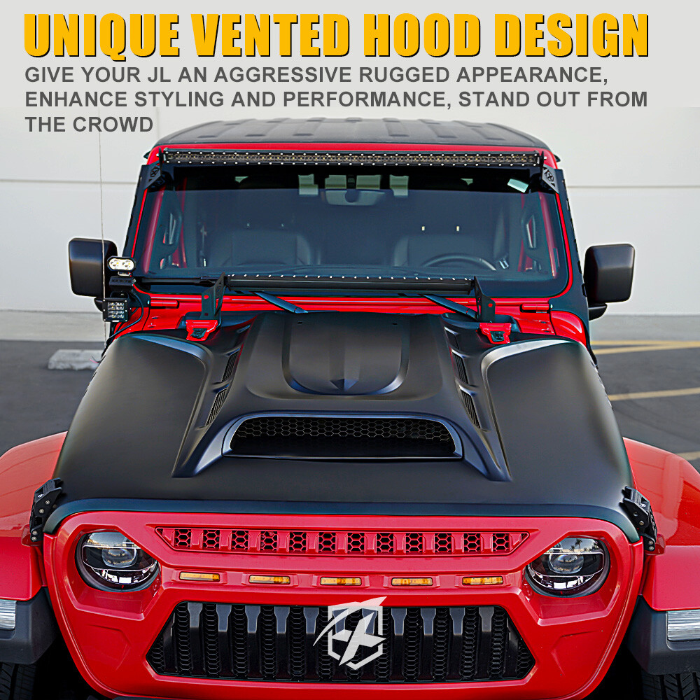 Scoop Hood Heat Air Vented Extraction for Jeep Wrangler JL 2018-25 ...