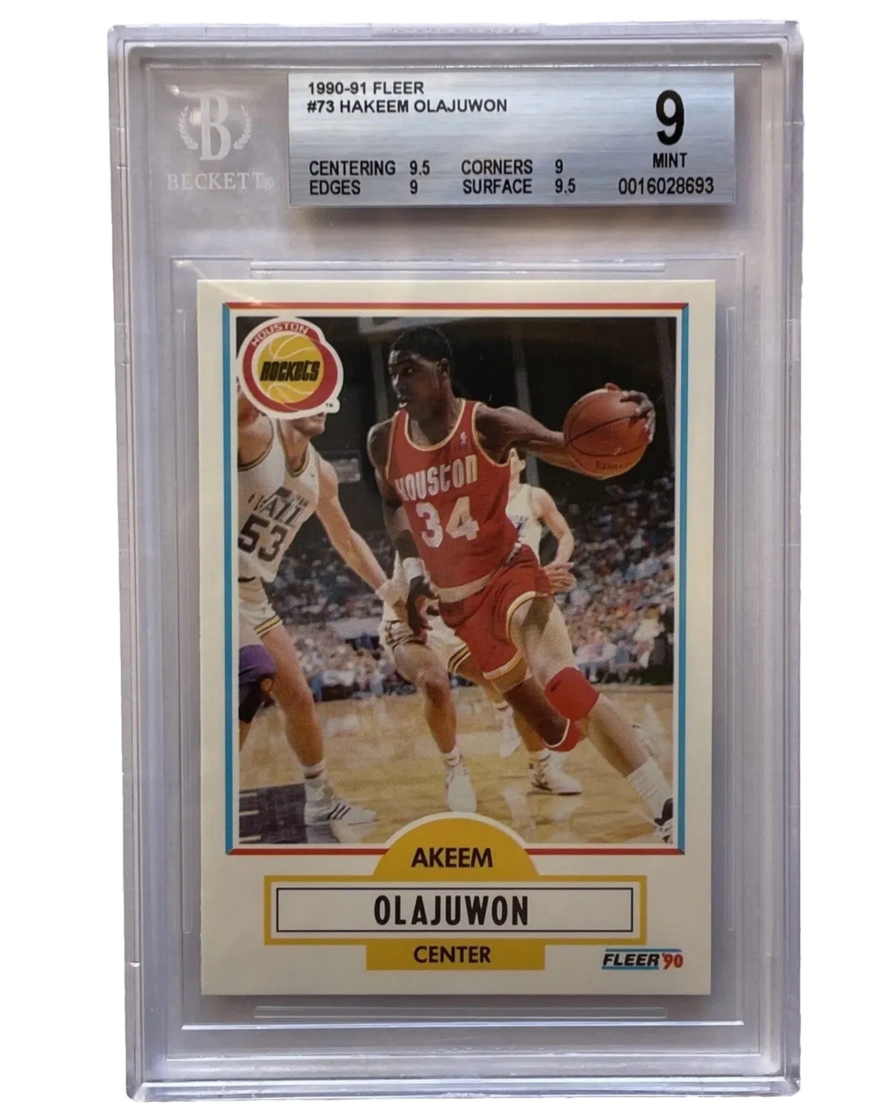 1990-91 Fleer Akeem (Hakeem) Olajuwon Hall of Fame Graded BGS 9 MINT | eBay