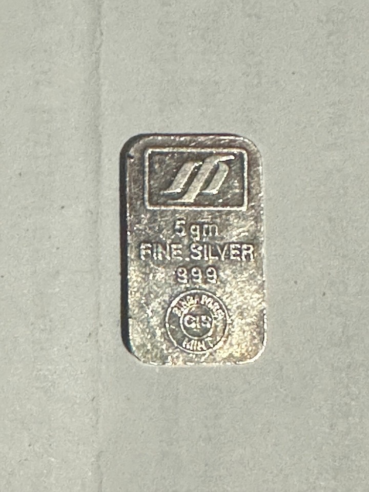 Vintage Singapore Mint Silver Pandagram 5g Silver Bar RARE variety No ...