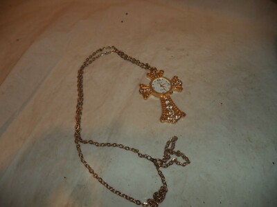 Collezie Retro Gold Tone Ornate Cross Necklace Watch Pendant | eBay