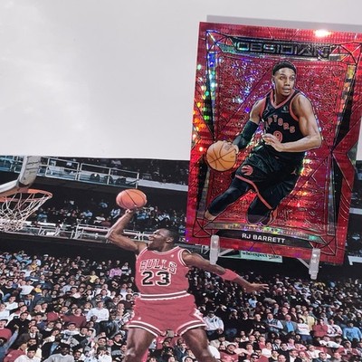RJ Barrett 2023-24 Obsidian Red Flood 6/8 Toronto Raptors #178 | eBay