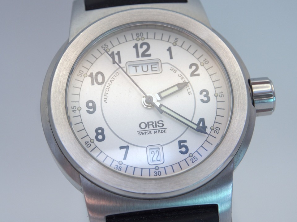 Oris BC3 7500 White/Silver face 40mm Day Date watch Full set | eBay