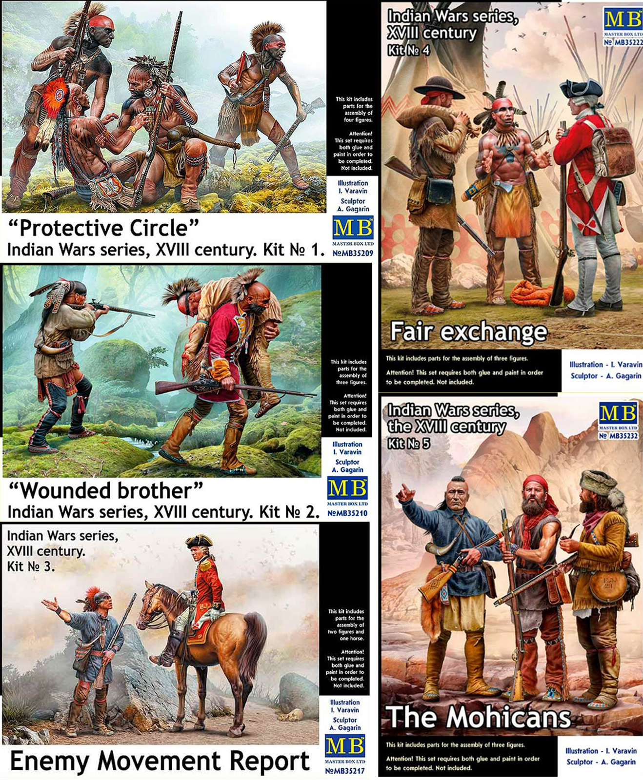 Bundle lot of 5 Master Box Indian Wars Series the XVIII century 1/35 ...