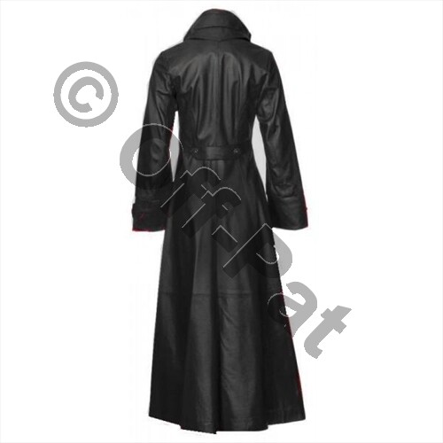 WOMANS Pure LEATHER Goth Steampunk Gothic Van Helsing Matrix Trench ...
