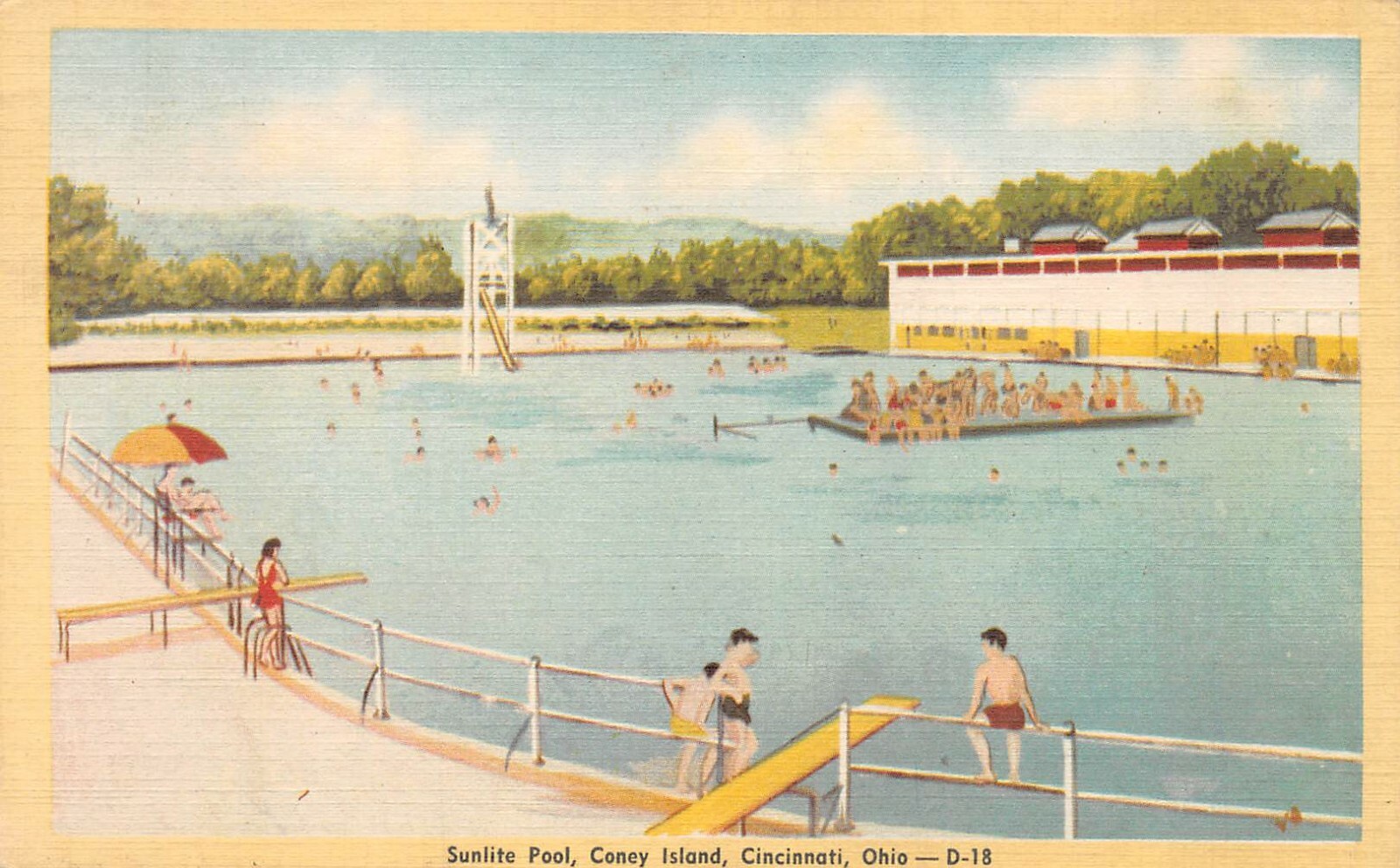 Vintage Sunlite Pool Coney Island, Cincinnati Ohio Linen Postcard 1945 ...