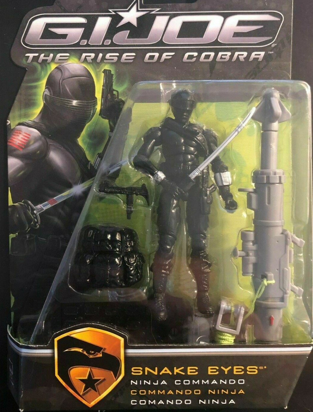 GI JOE THE RISE OF COBRA 2 FIGURE LOT...SNAKE EYES NINJA COMMANDO & REX ...