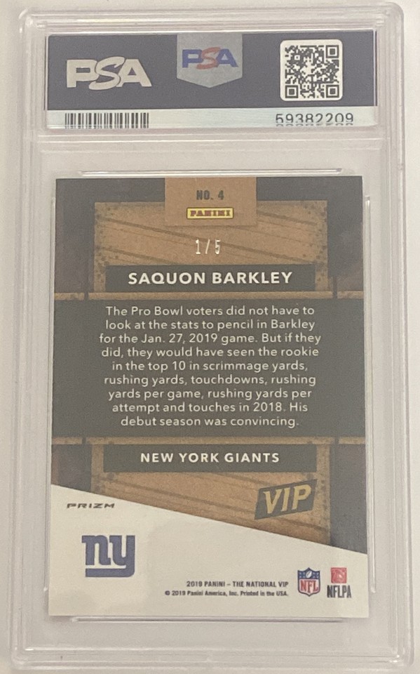 2019 Panini Nat VIP Saquon Barkley Gold Party Green PSA 8 (Pop 1) EBAY ...