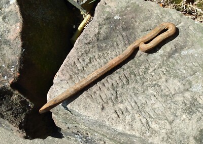 Antique Blacksmith Hand Forged Iron Pry Bar w Screwdriver End 1870s An ...