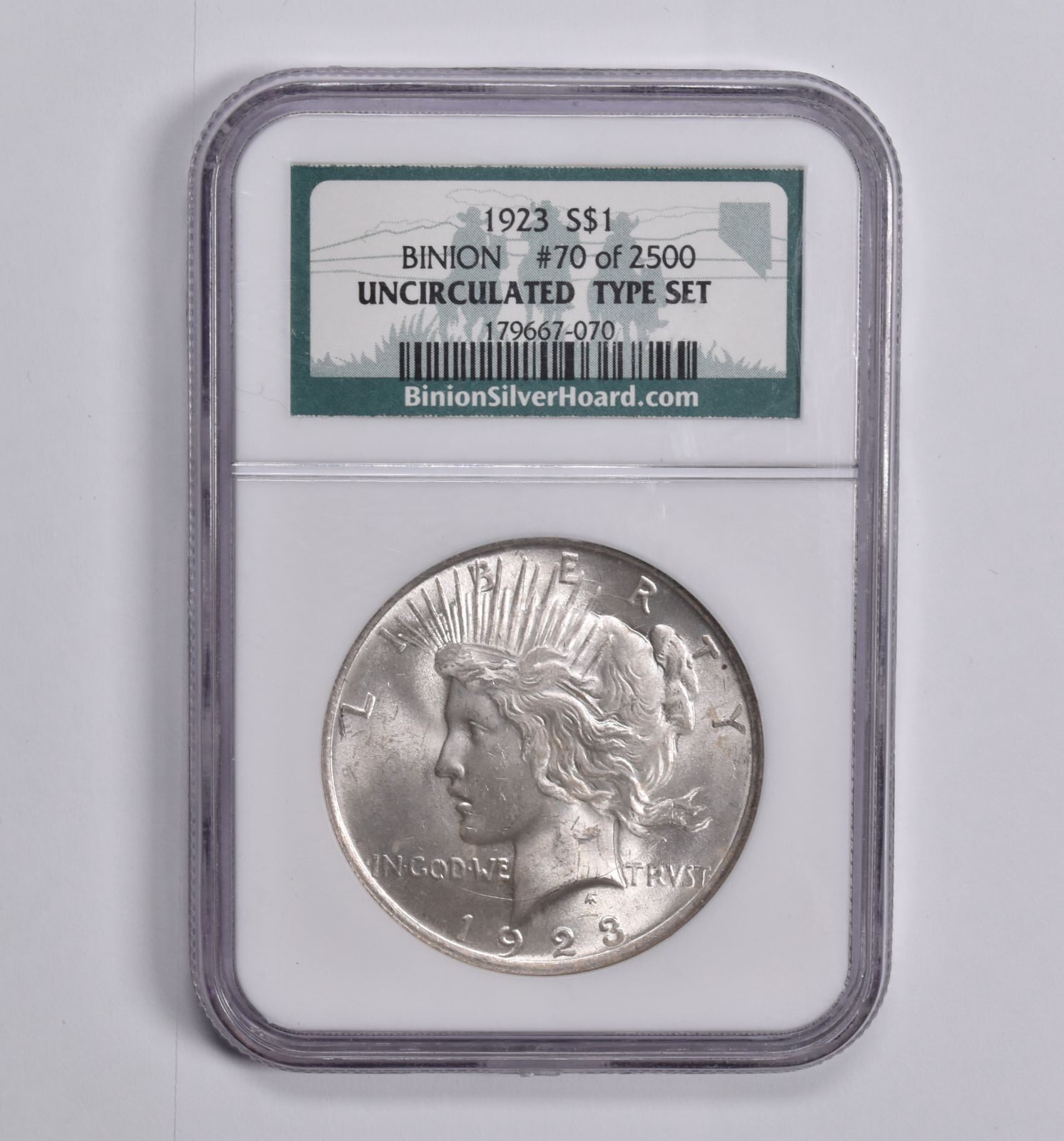 1923 Peace Dollar Binion Silver Hoard - Uncirculated Type Set - NGC | eBay