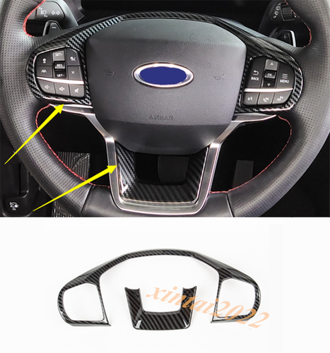 For Ford Explorer 2020 2021 Carbon Fiber Steering Wheel Frame Decor ...