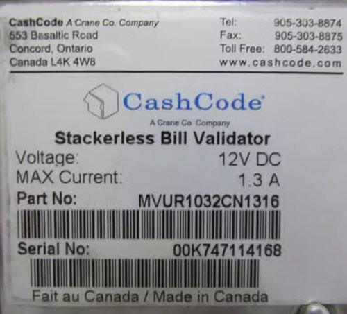 1pc used CashCode identifier MVUR1032CN1316 | eBay