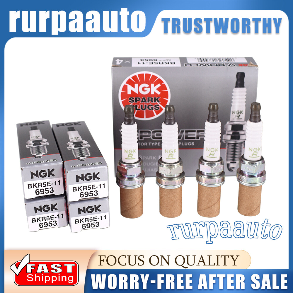 4PCS NGK 6953 V-Power Spark Plug BKR5E11 For Nissan Toyota Audi VW ...