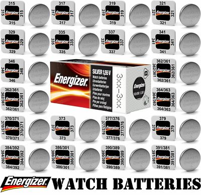 Energizer Watch Batteries 1.55v Silver Oxide 315 317 329 357 377 399 ...