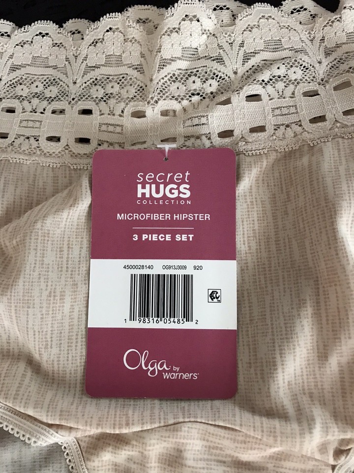 Olga by Warners Secret Hugs Fit All Day Microfiber Hipster Panties (3 ...