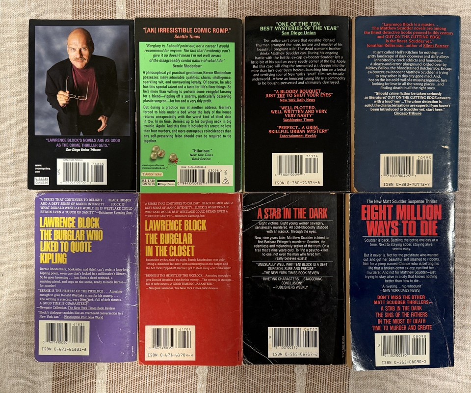 Lot of 8 Paperbacks by Lawrence Block, Eight Million Ways to Die | eBay