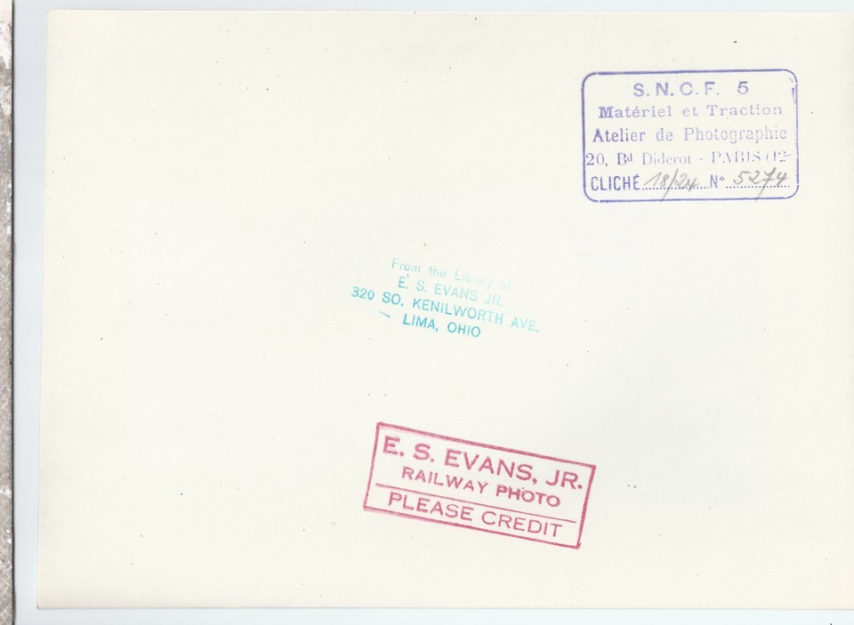 SNCF Locomotive 240P 15 Paris, France S.N.C.F 6 3/4” x 9” Photograph z ...