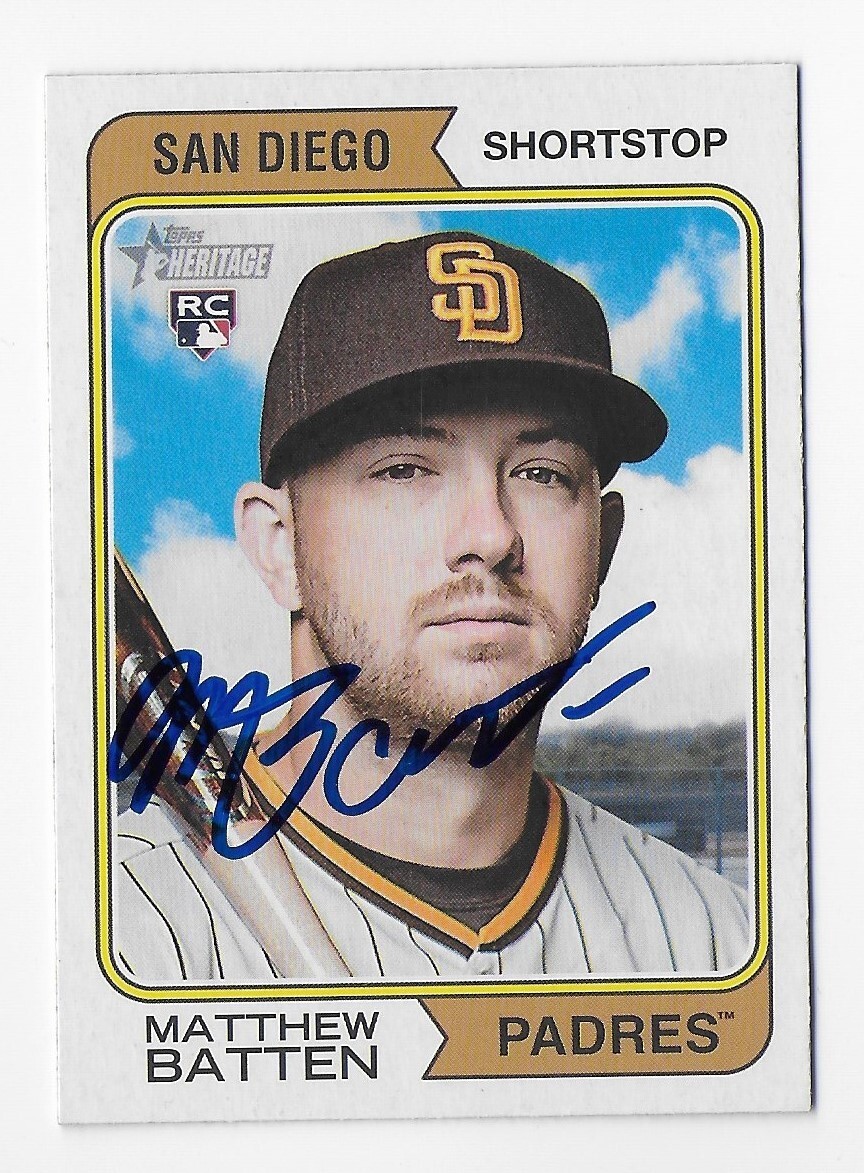 2023 TOPPS HERITAGE MATTHEW BATTEN PADRES AUTOGRAPHED SIGNED BASEBALL ...