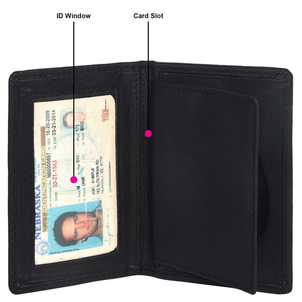 POLICE ID BADGE HOLDER SHIELD BADGE BIFOLD NEW BLACK GENUINE LEATHER | eBay