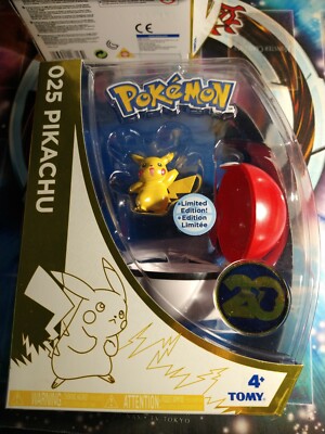 Pokemon 20th Anniversary Pikachu Figure with Pokeball Limited Edition ...