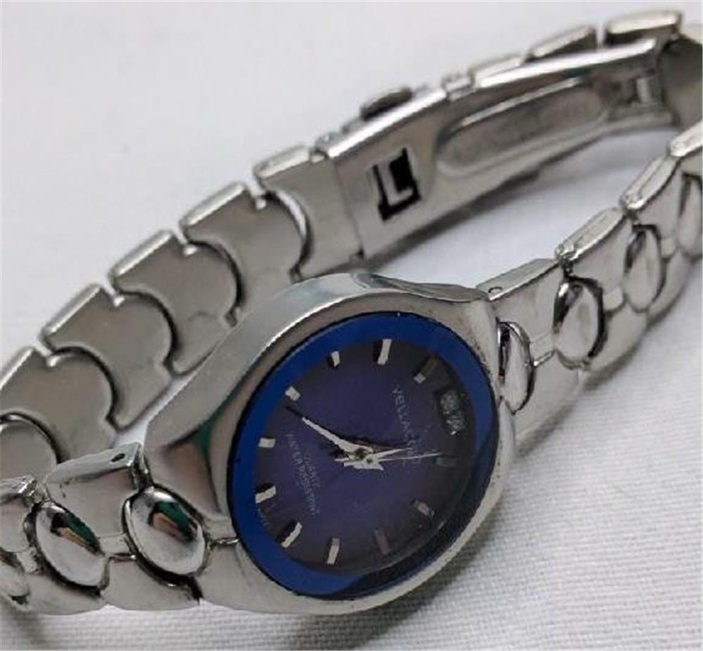 Men's Vellaccio Watch Blue Face Convex Crystal Brushed Stainless Band ...
