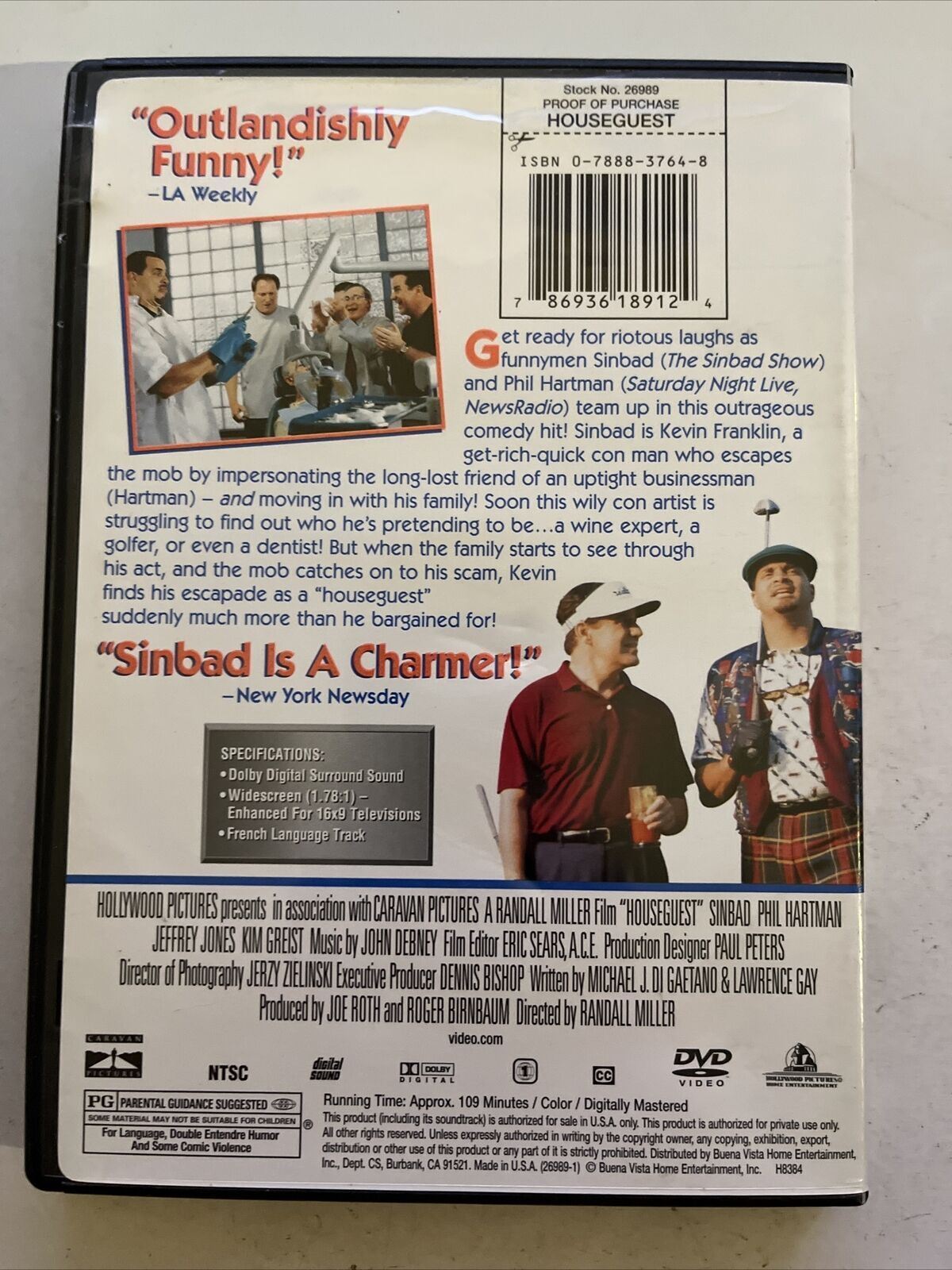 Houseguest (DVD, 1995) Sinbad, Phil Hartman, Kim Greis. Comedy Region 1 ...