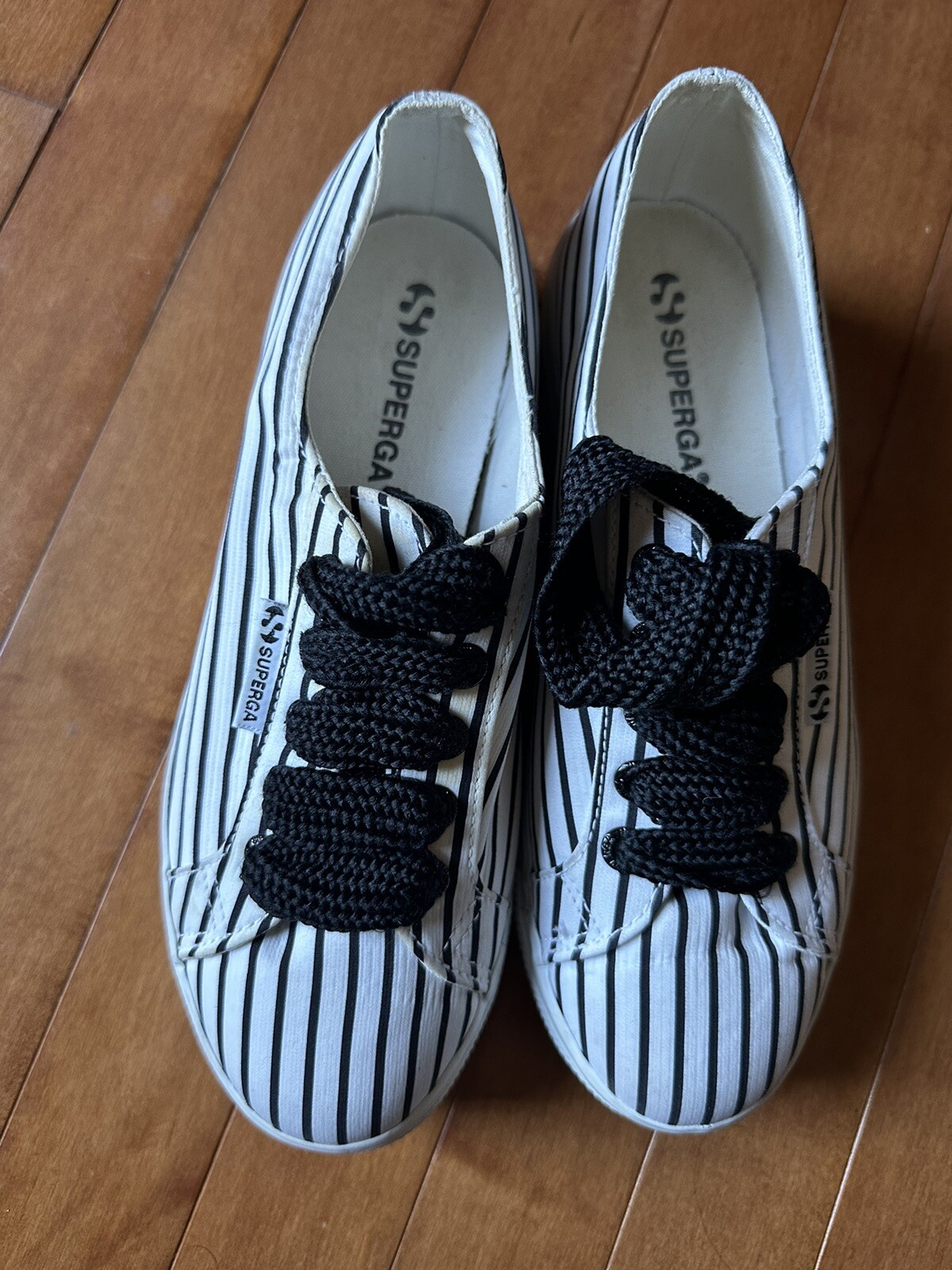 Supera Black And White Stripes Platform Shoes Size 7 - Gem
