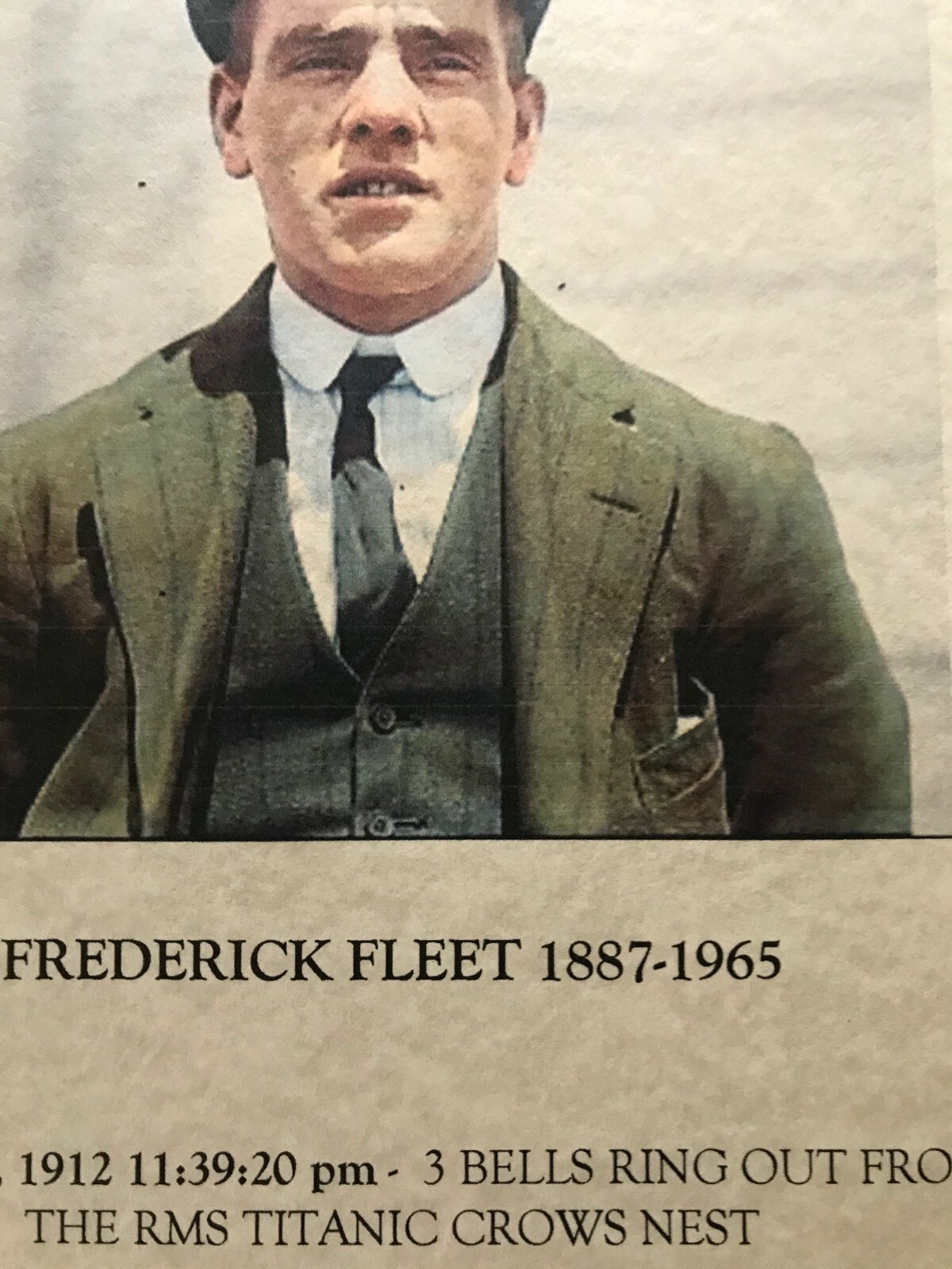 NEW RMS TITANIC FREDERICK FLEET TRIBUTE PIECE, 8.5 X 11 INCHES 1912 ...